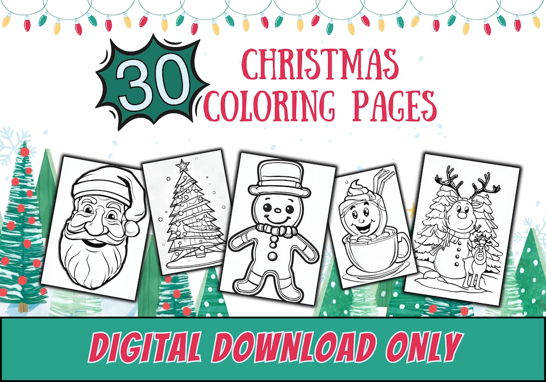 Christmas Coloring Pages, Set of 30 Printable Coloring Pages, Instant ...