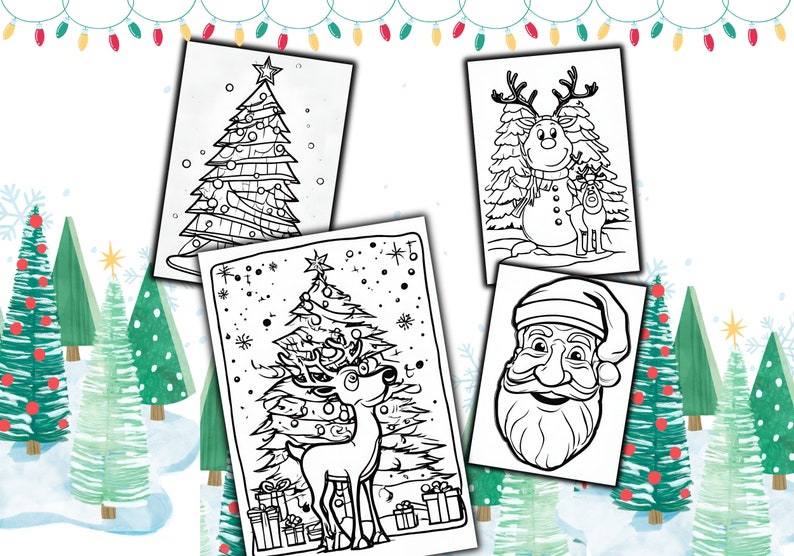 Christmas Coloring Pages, Set of 30 Printable Coloring Pages, Instant ...