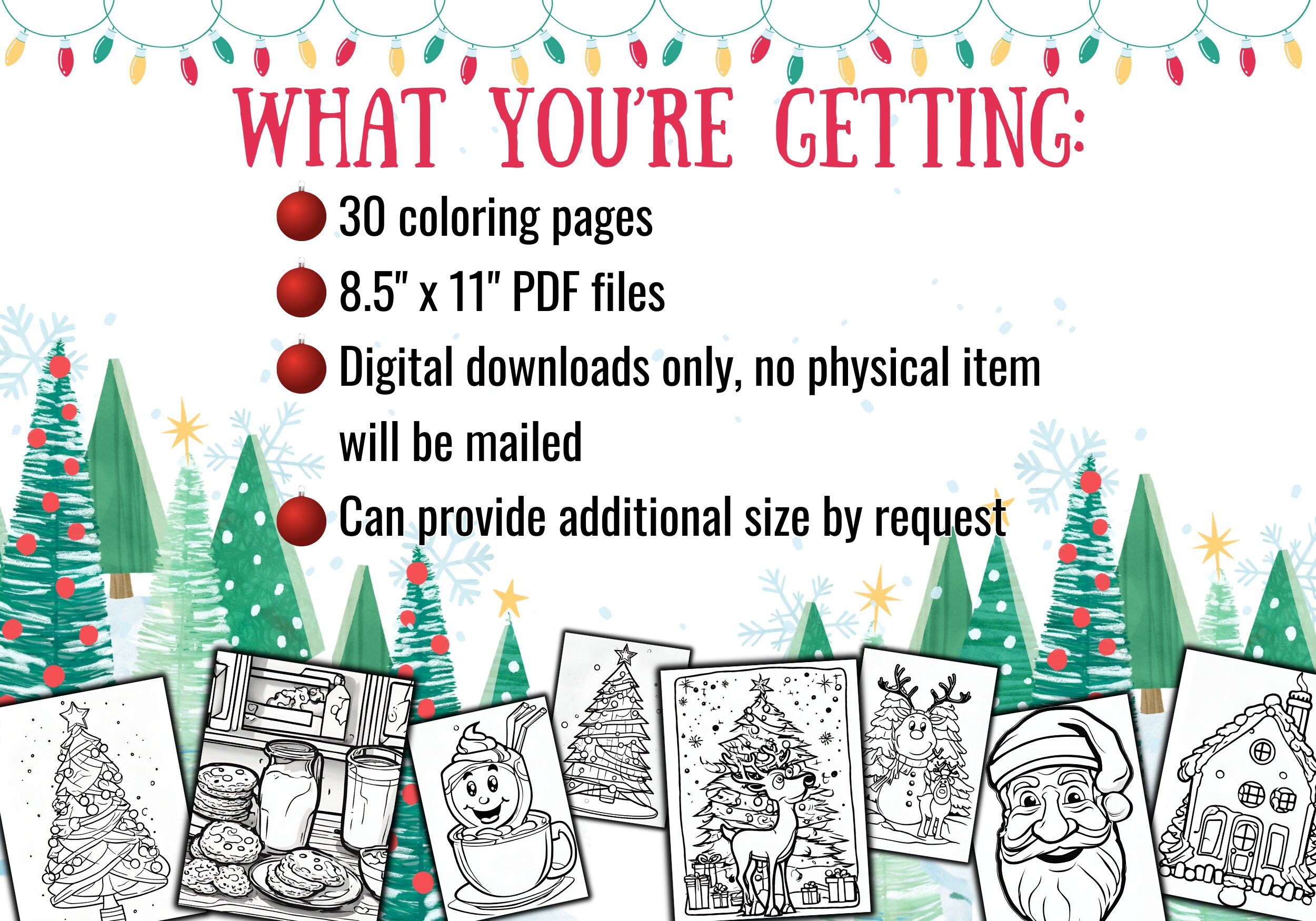 Christmas Coloring Pages, Set of 30 Printable Coloring Pages, Instant ...