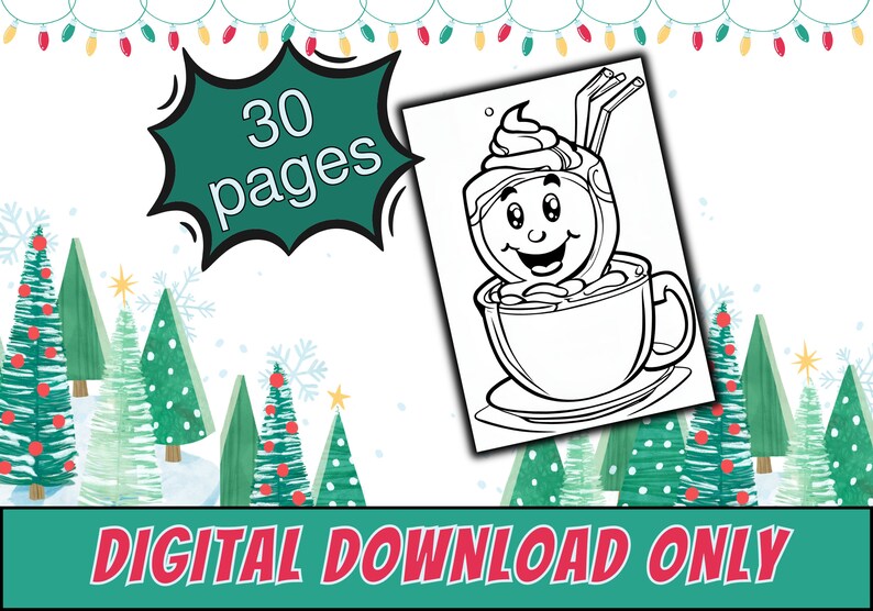 Christmas Coloring Pages, Set of 30 Printable Coloring Pages, Instant ...