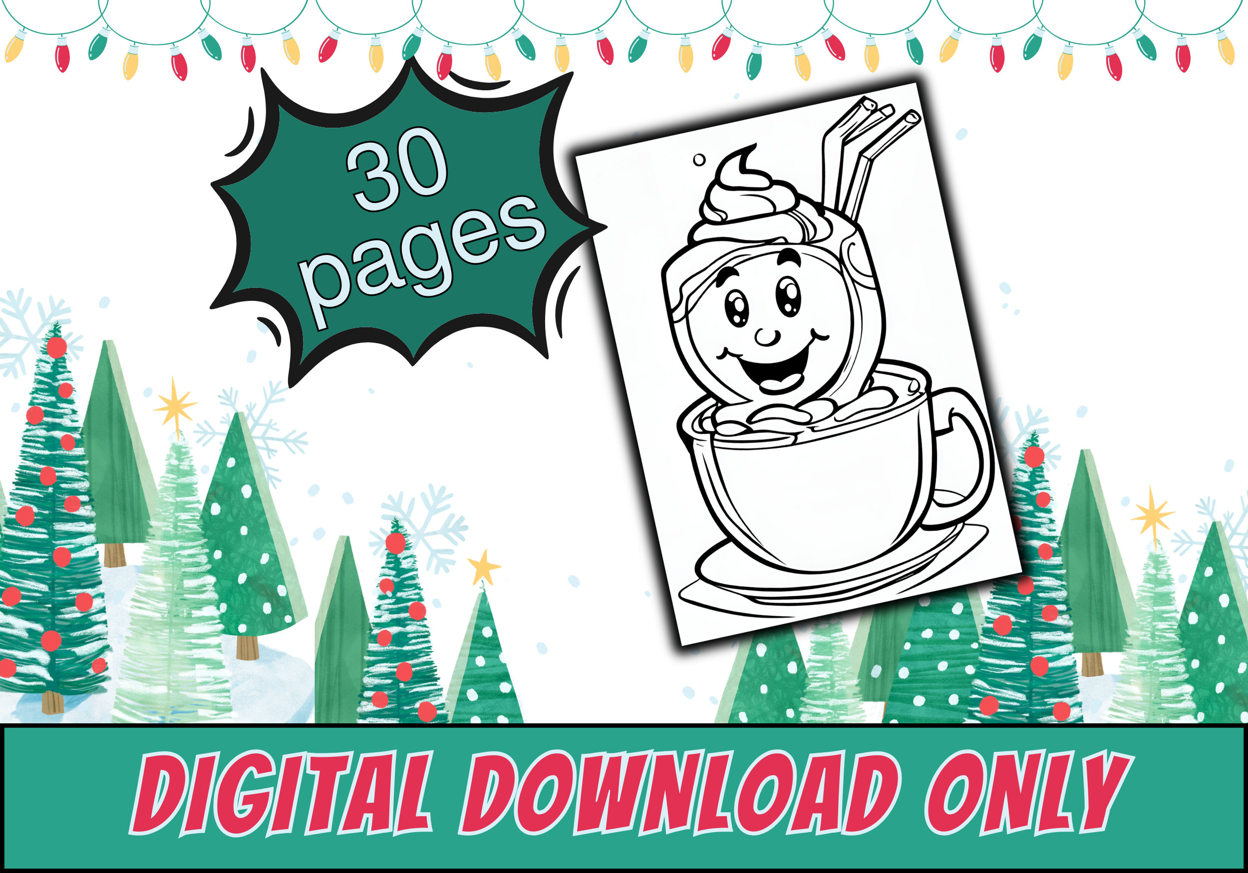 Christmas Coloring Pages, Set of 30 Printable Coloring Pages, Instant ...
