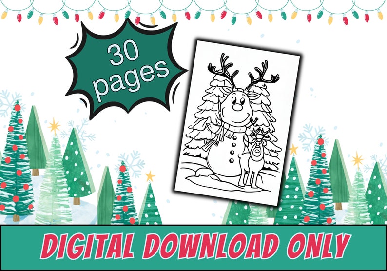 Christmas Coloring Pages, Set of 30 Printable Coloring Pages, Instant ...