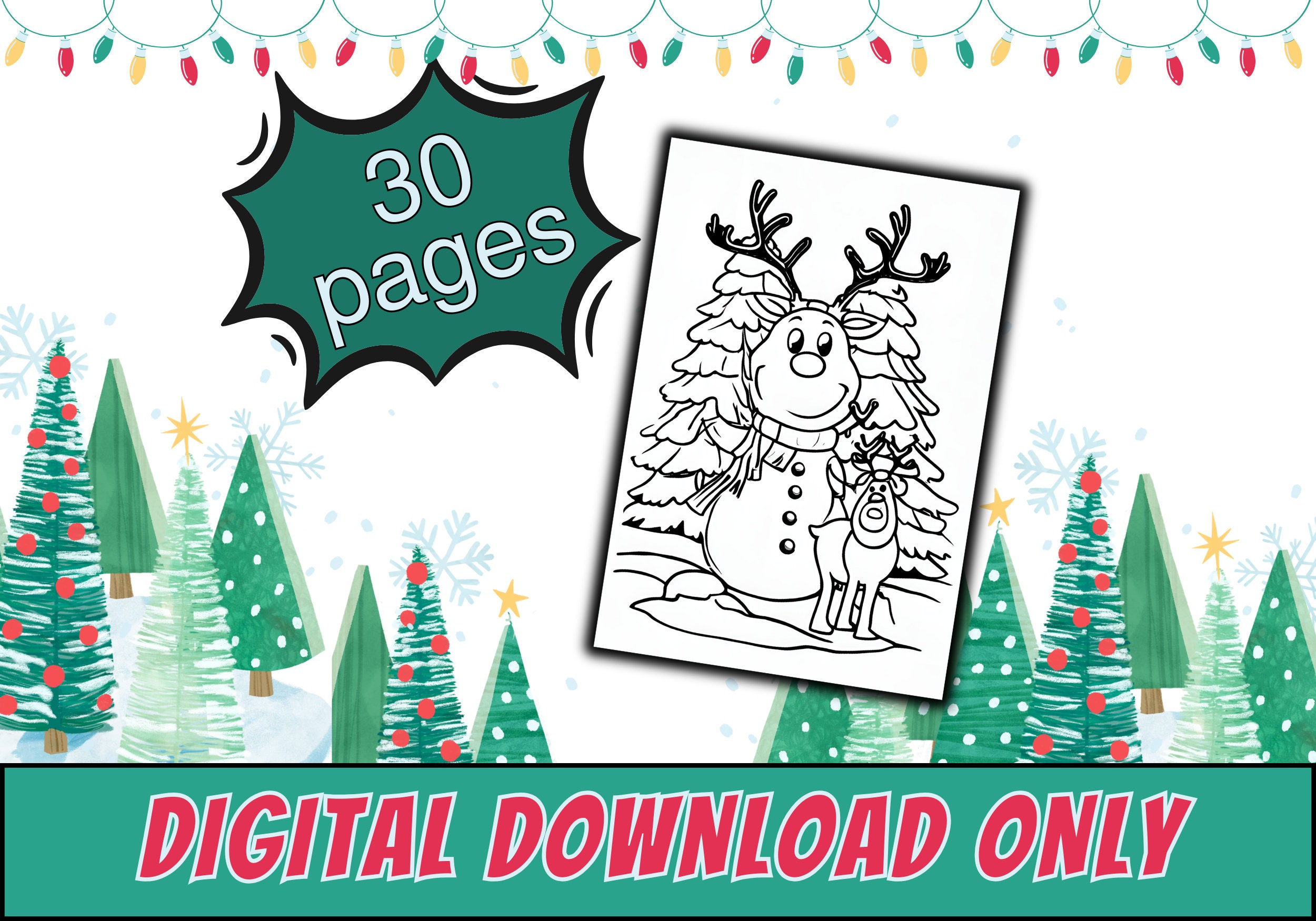 Christmas Coloring Pages, Set of 30 Printable Coloring Pages, Instant ...