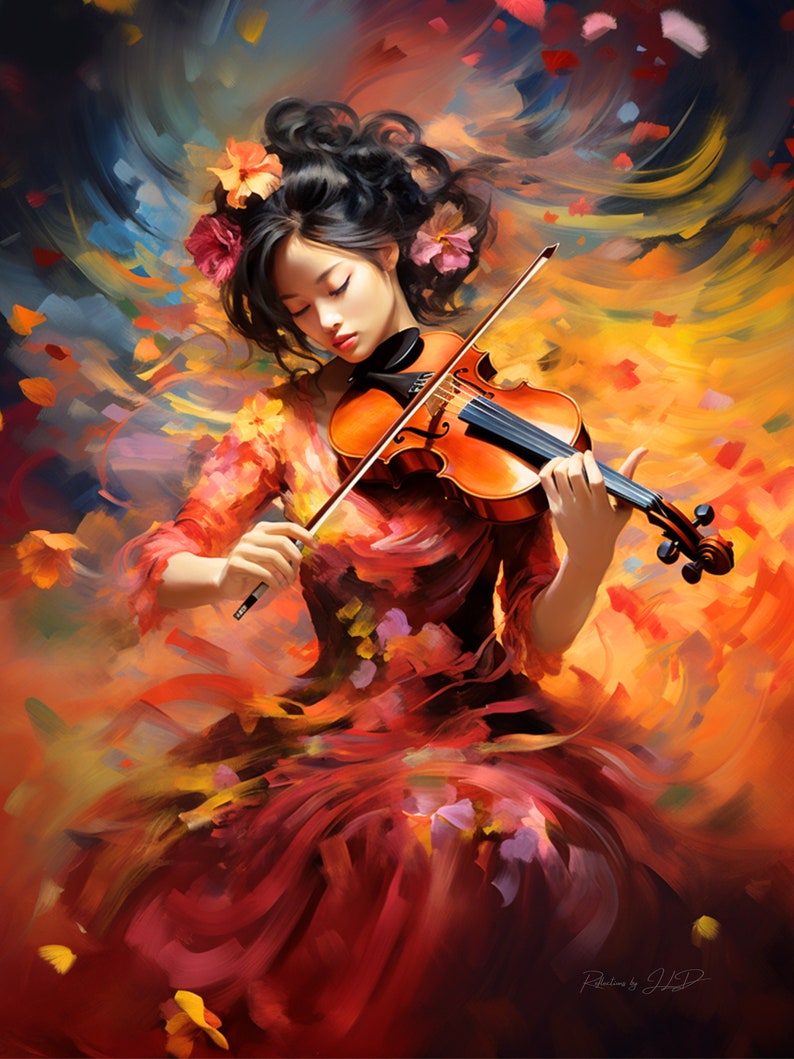 The Violinists | Lady Playing a Violin | Violin Art | Set of 3 ...