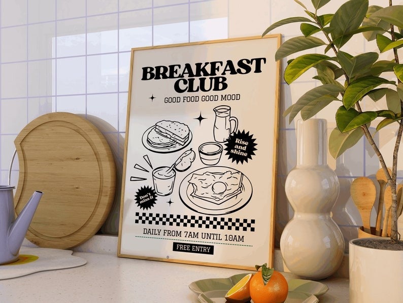 Retro Diner Style Posters for Kitchen 'breakfast Club', Good Food, Good ...