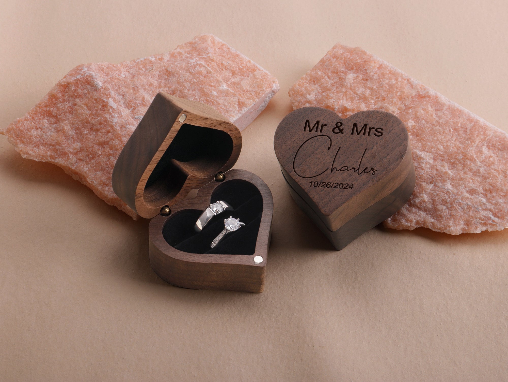 Personalized Wooden Ring Box, Ring Box for Wedding Ceremony, Custom ...