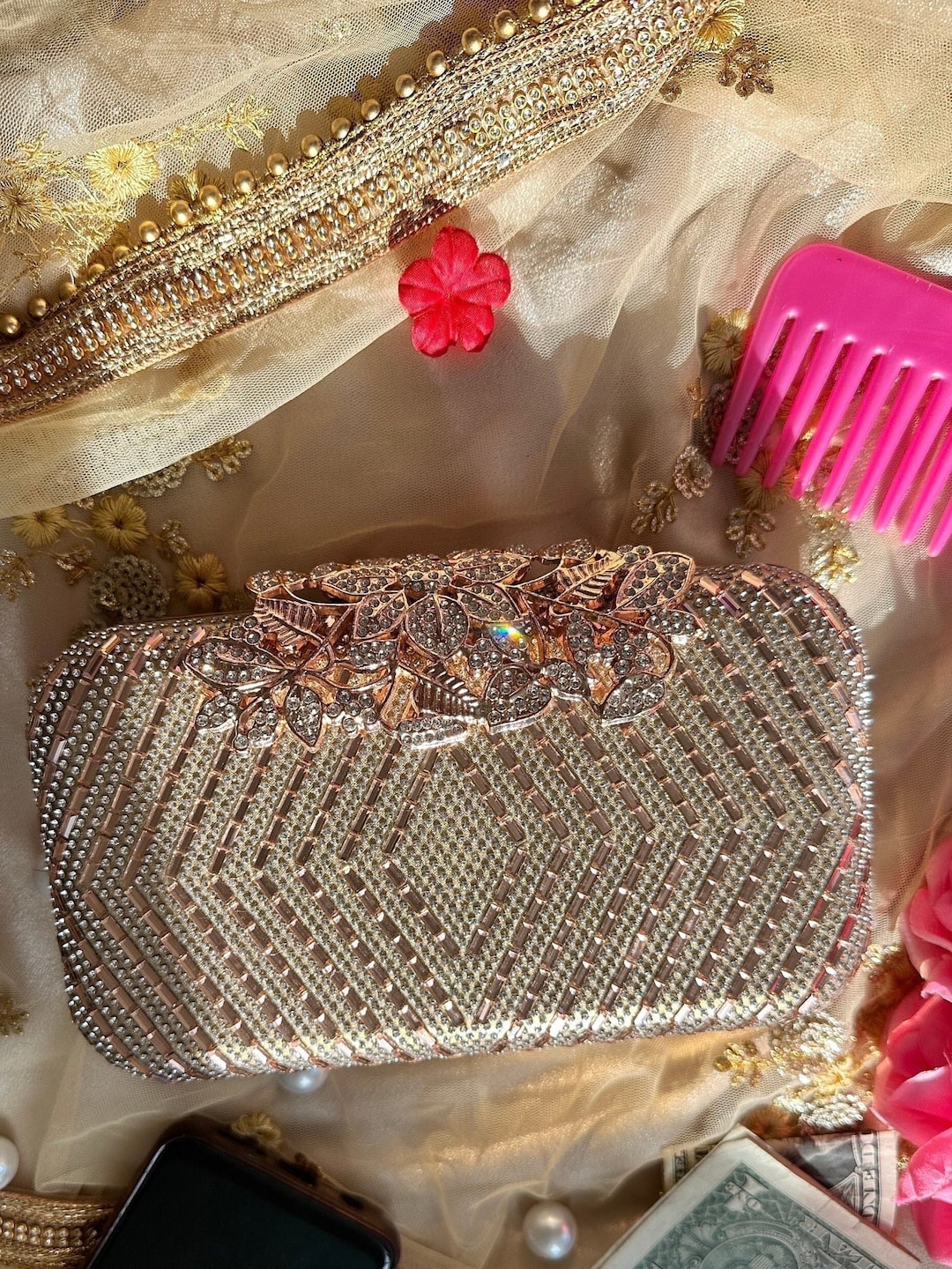Unique Diamond Clutch Gold Clutch Bag Clutch Purse Crystal Evening Bag ...