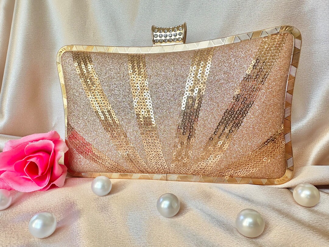 Rose Gold Diamond Clutch Purse Sequence Clutches Evening Bag Clutch Bag ...