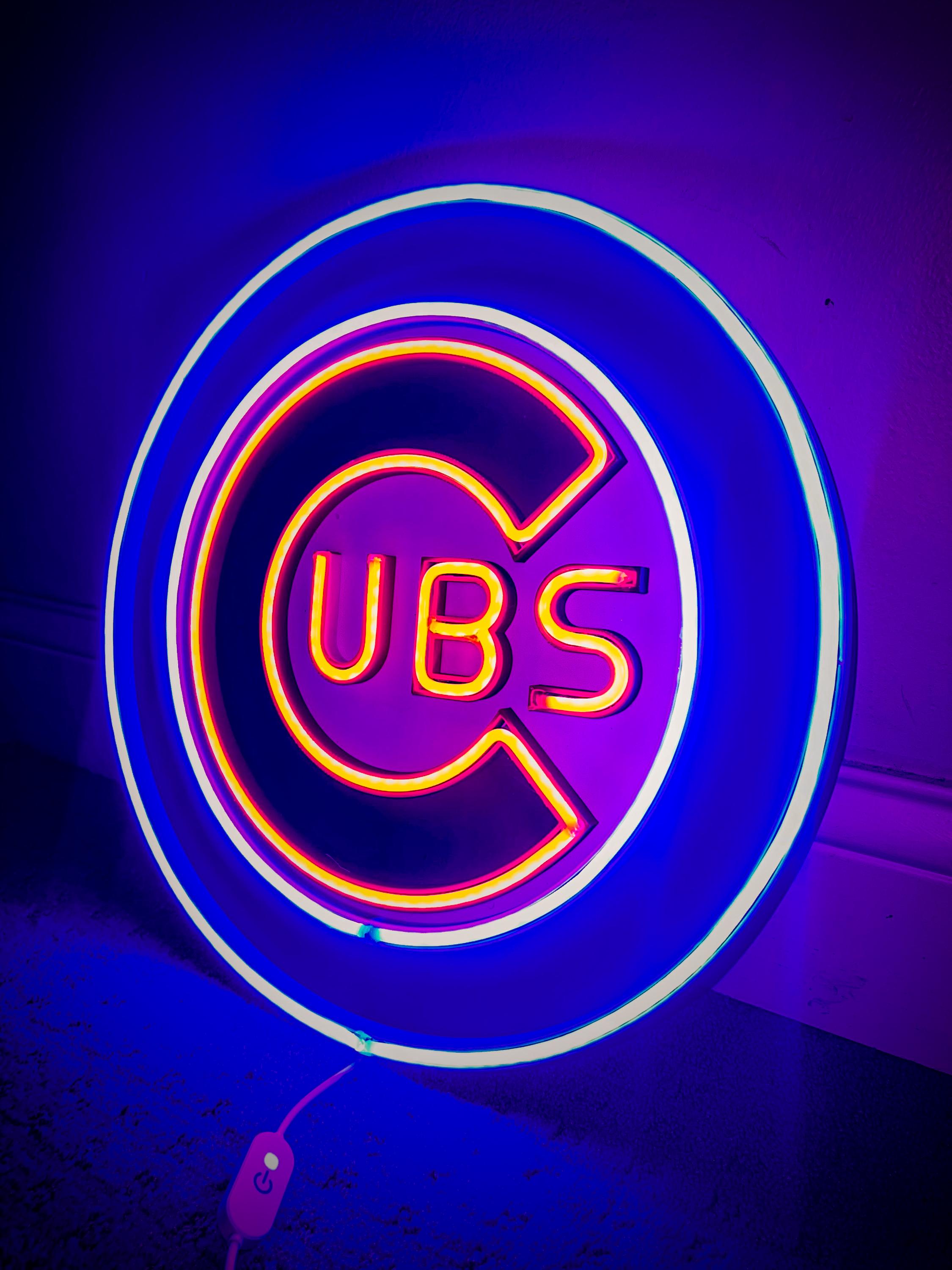 Chicago Cubs LED Neon Sign – Blue and Red Wall Decor – Game Room Light ...