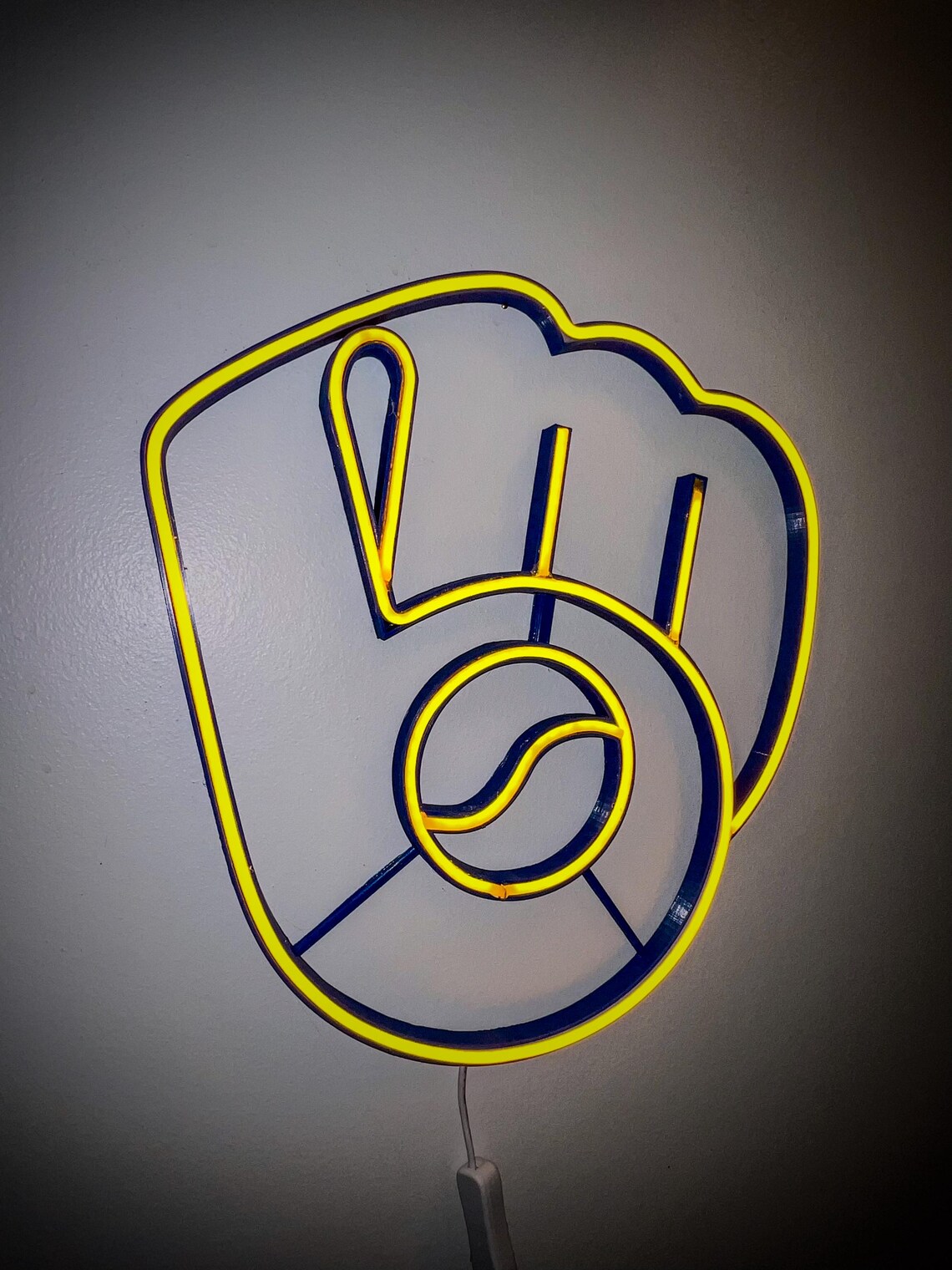 Milwaukee Brewers LED Neon Sign – Blue & Yellow Baseball Wall Decor ...