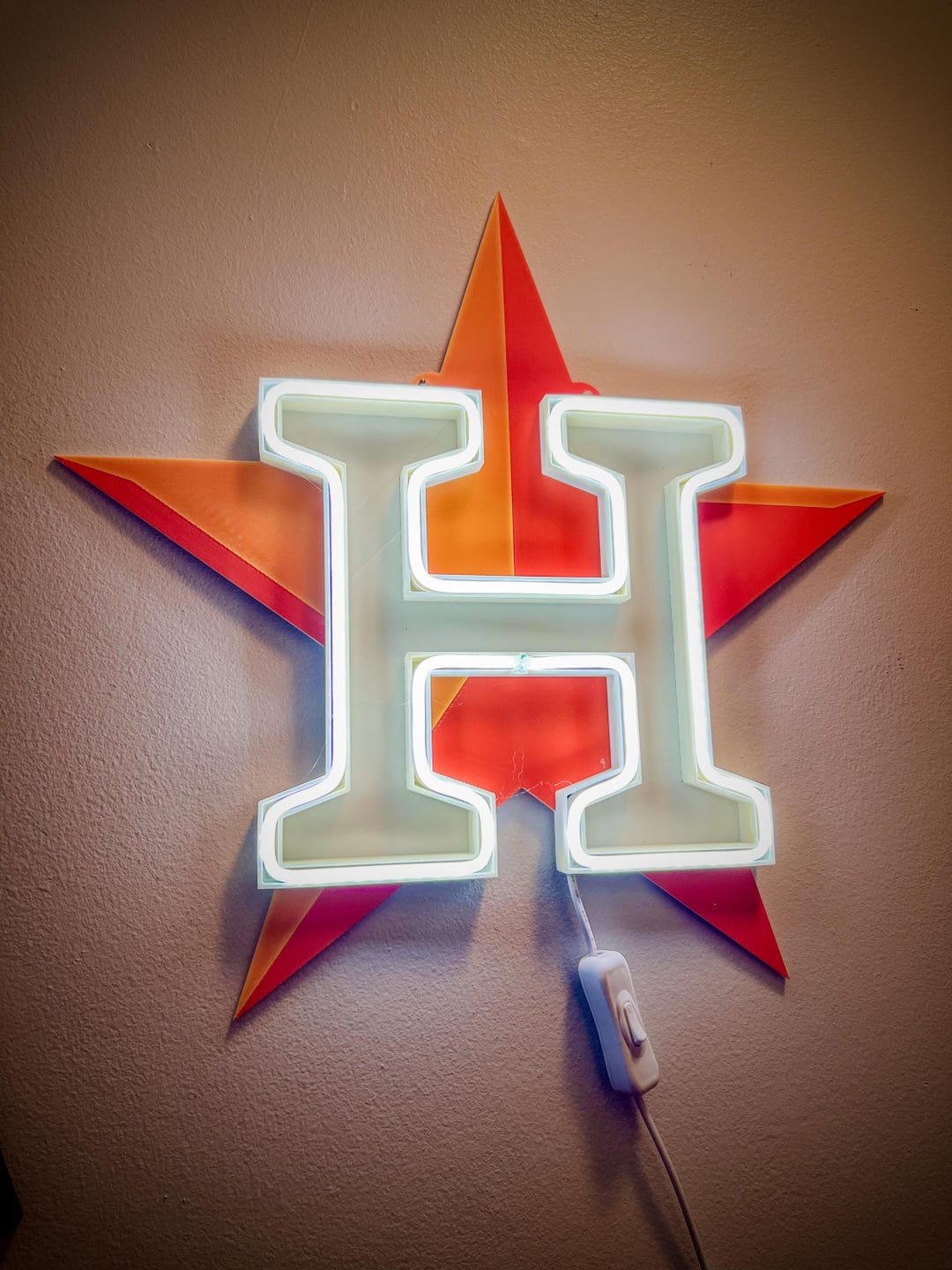 Houston Astros LED Neon Sign – Orange & Navy Baseball Wall Decor – Game ...