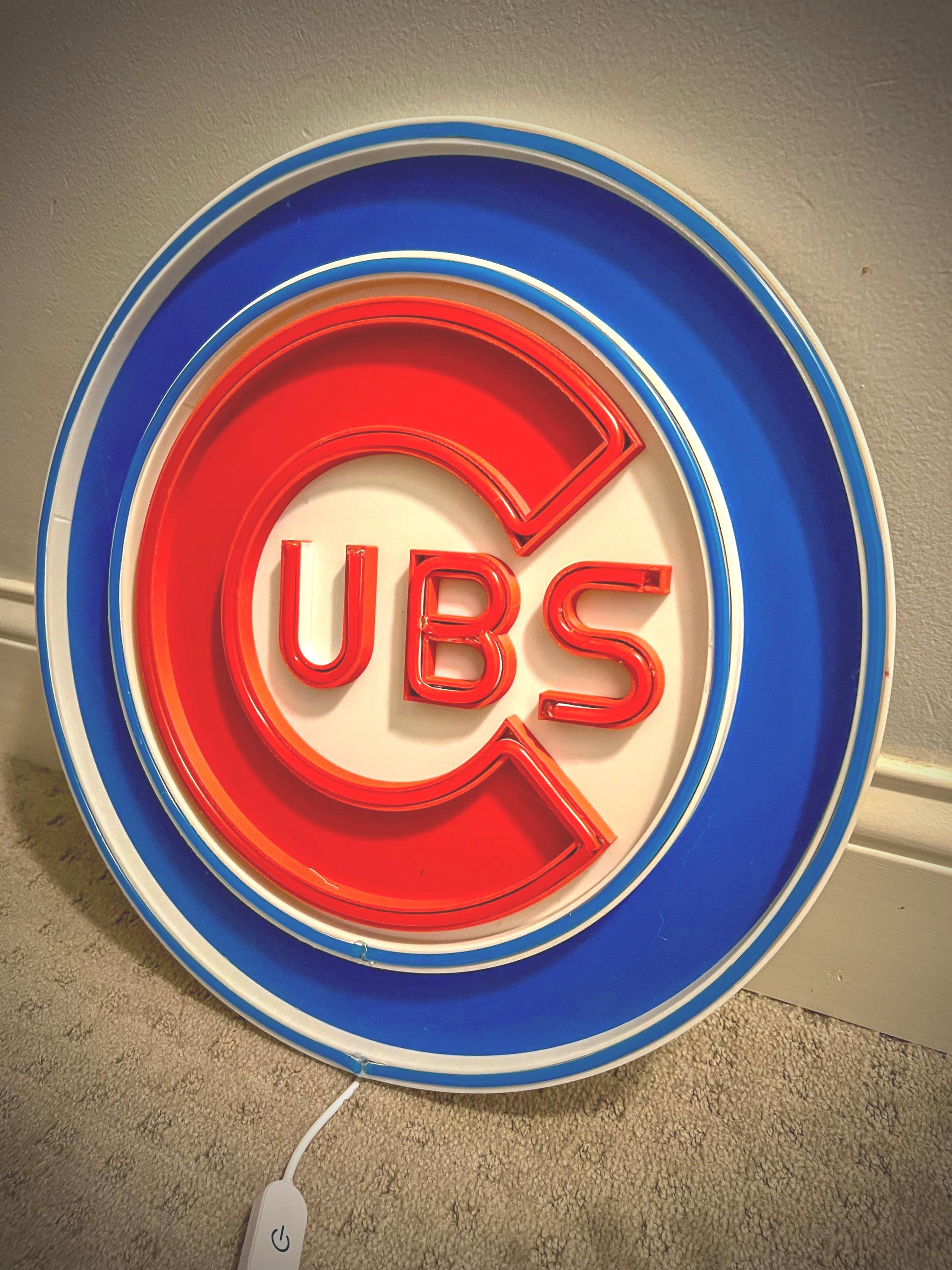 Chicago Cubs LED Neon Sign – Blue and Red Wall Decor – Game Room Light ...