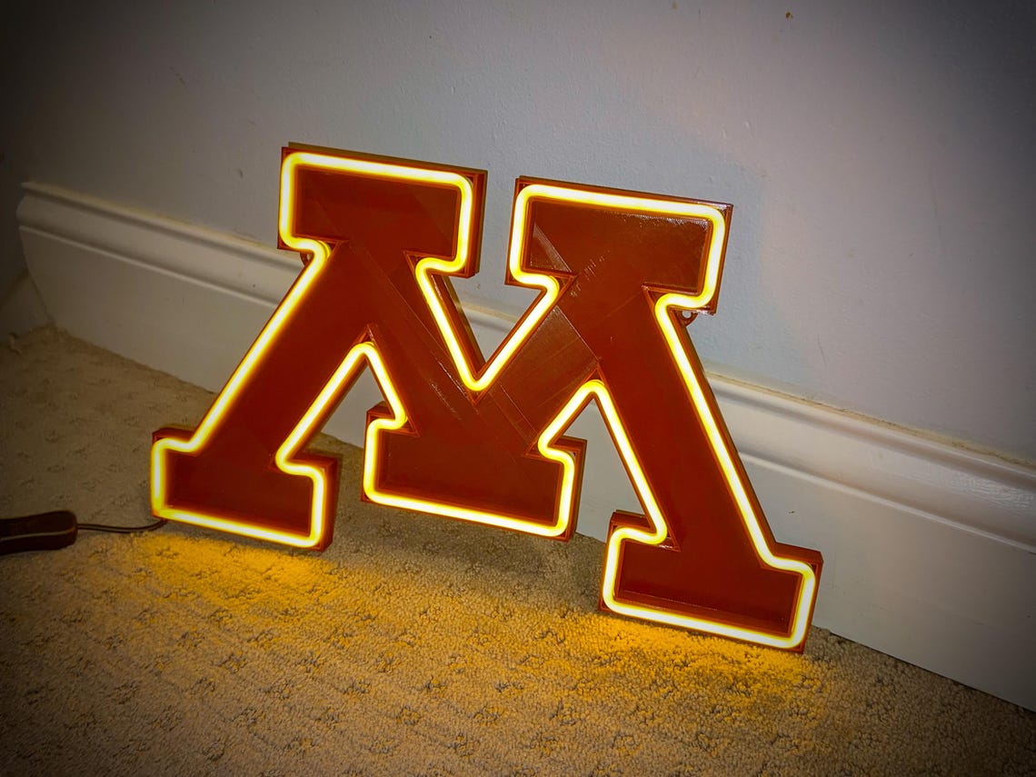 Minnesota Gophers LED Neon Sign – Maroon & Yellow College Wall Decor ...