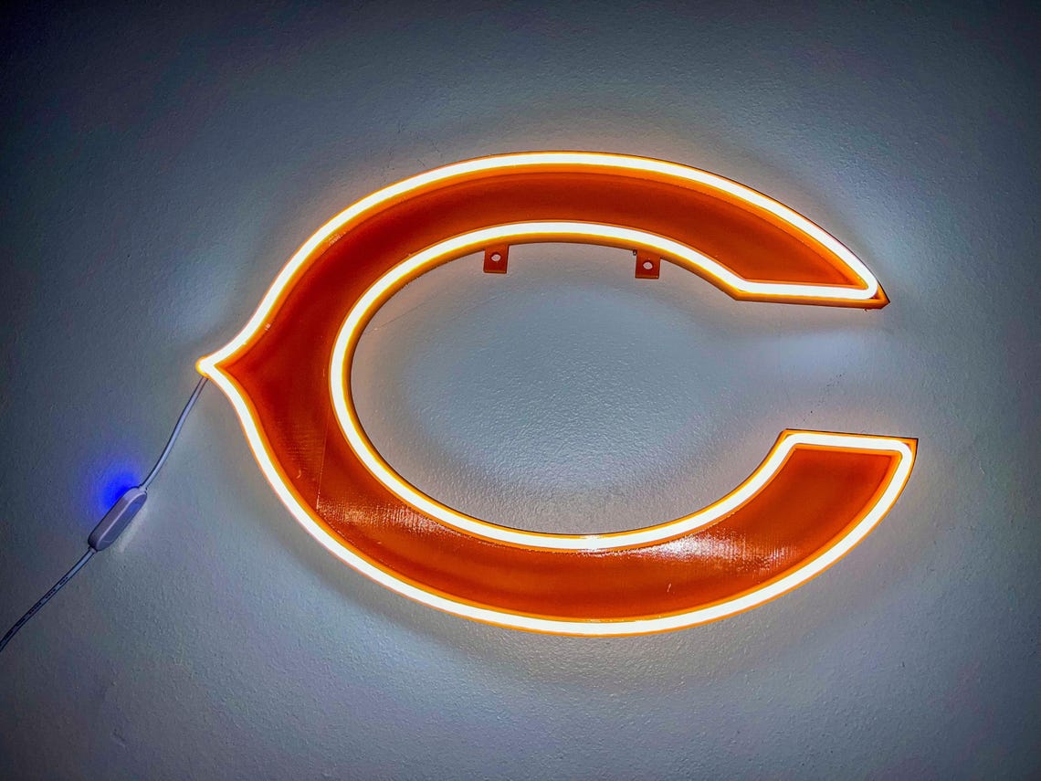 Chicago Bears LED Neon Sign – Orange Wall Decor – Game Room Light ...