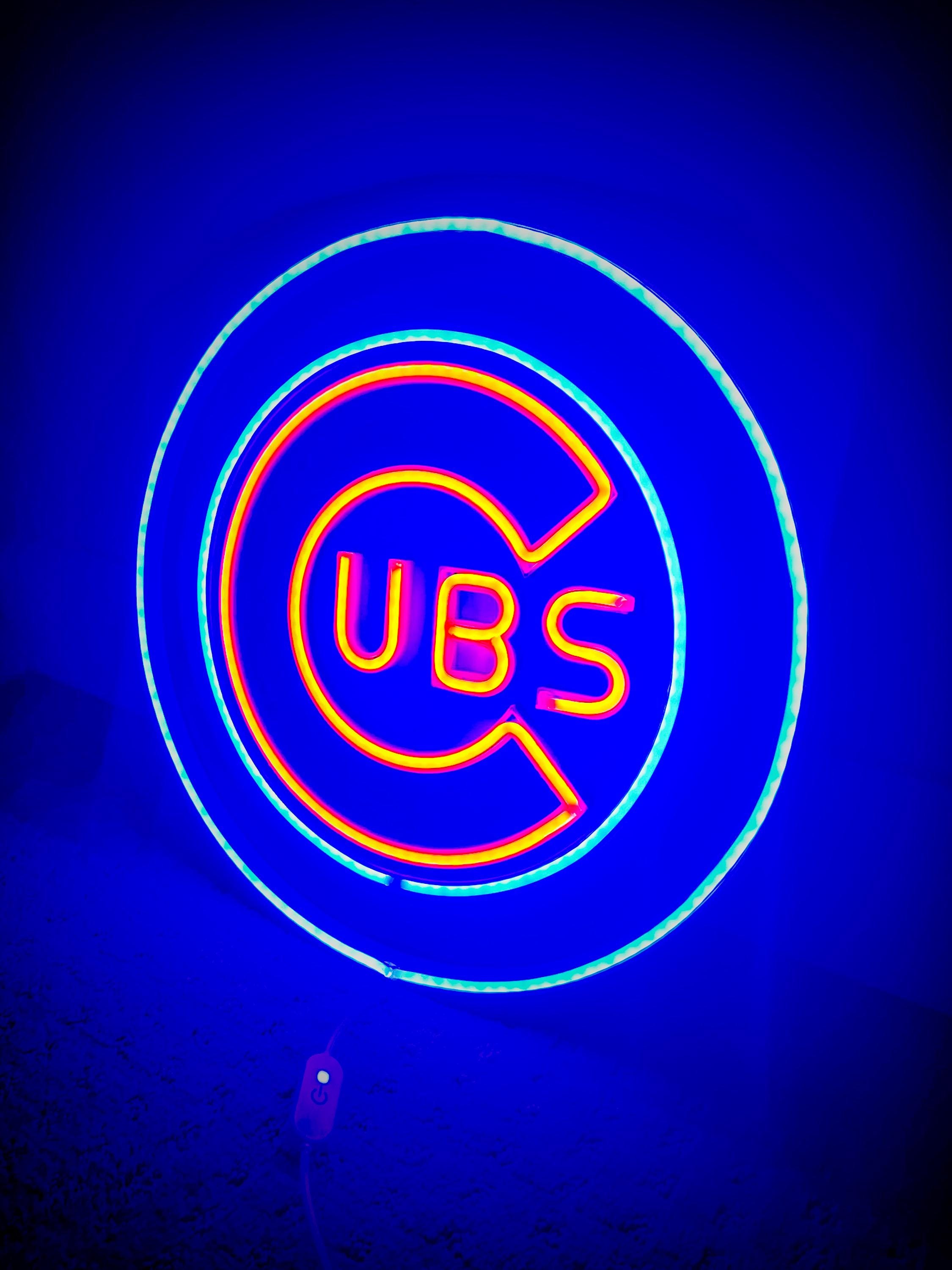 Chicago Cubs LED Neon Sign – Blue and Red Wall Decor – Game Room Light ...