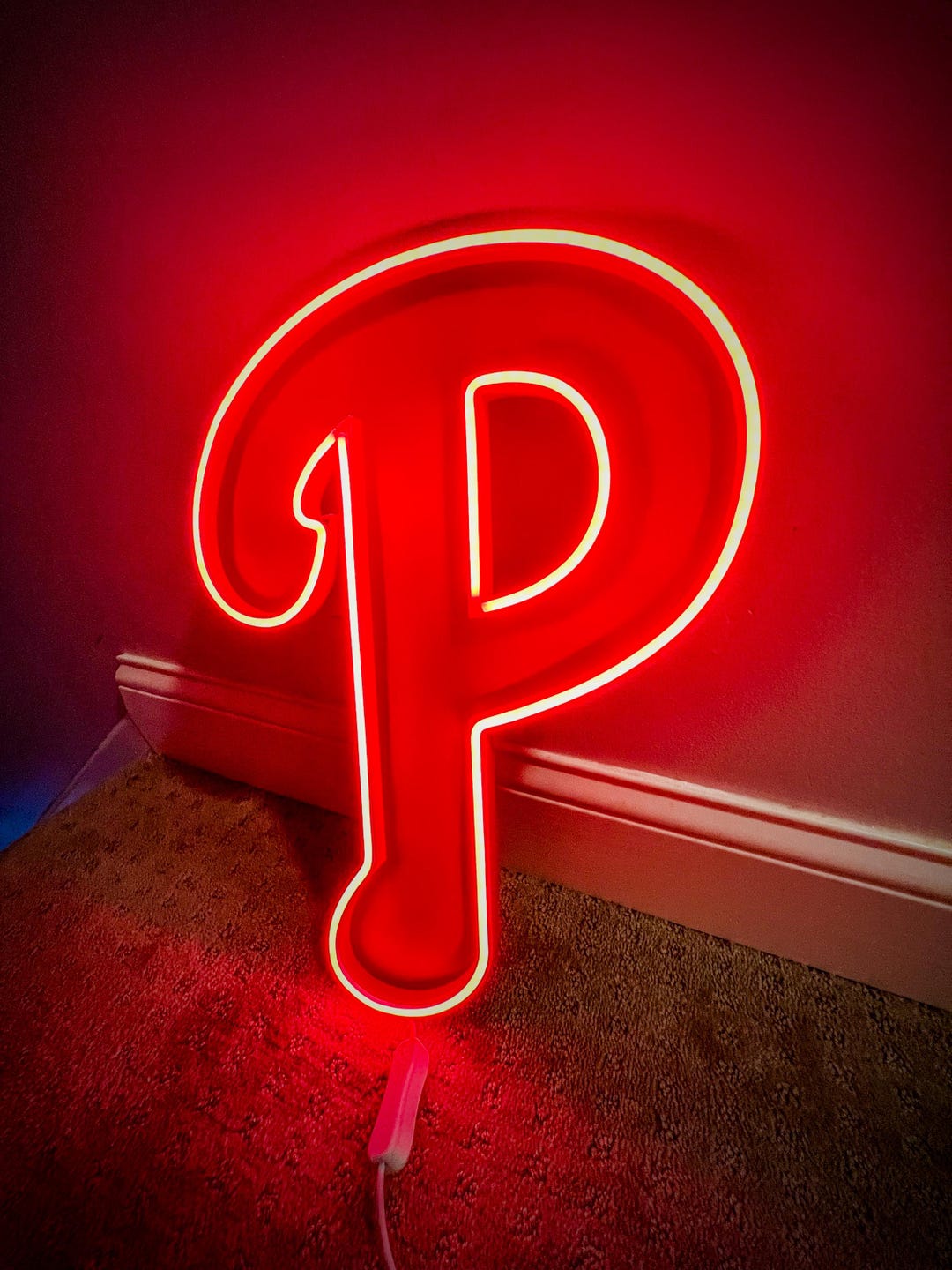 Philadelphia Phillies LED Neon Sign – Red Baseball Wall Decor – Game ...