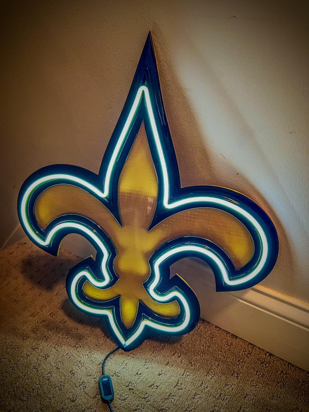 New Orleans Saints LED Neon Sign – Black & Gold Football Wall Decor ...