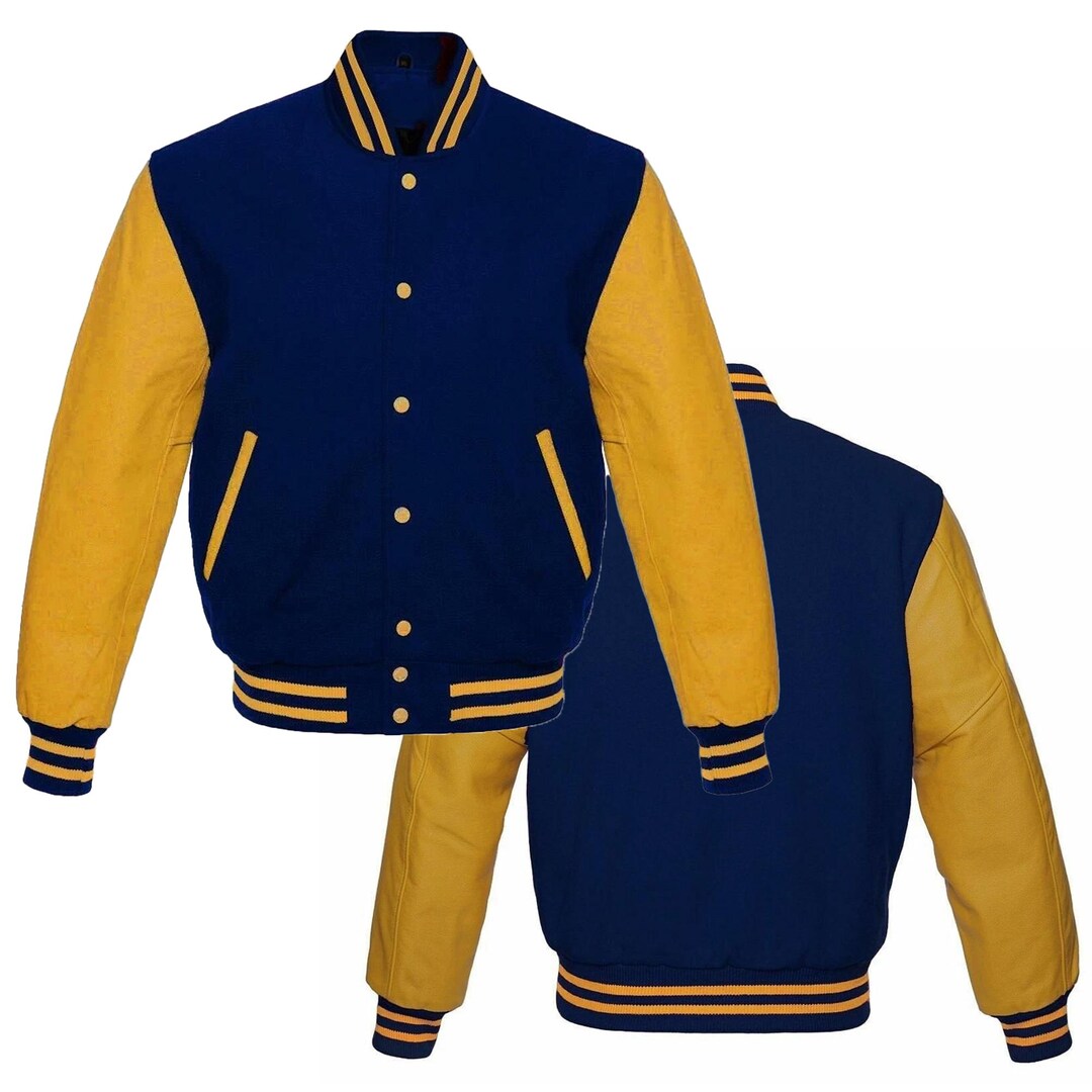 Blue & Yellow Varsity Jacket Personalized Letterman Varsity Jacket ...