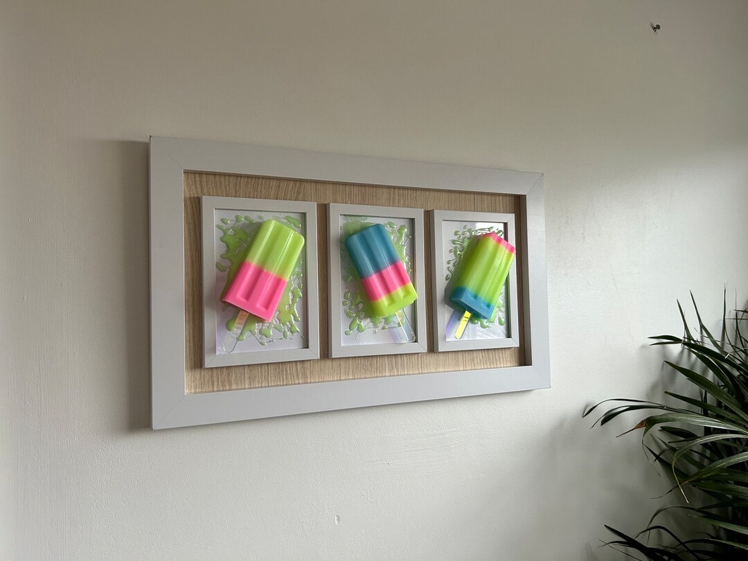 Neon Resin Lolly Wall Art, Ice Lolly, 3D Resin Art, Pop Art, Resin ...