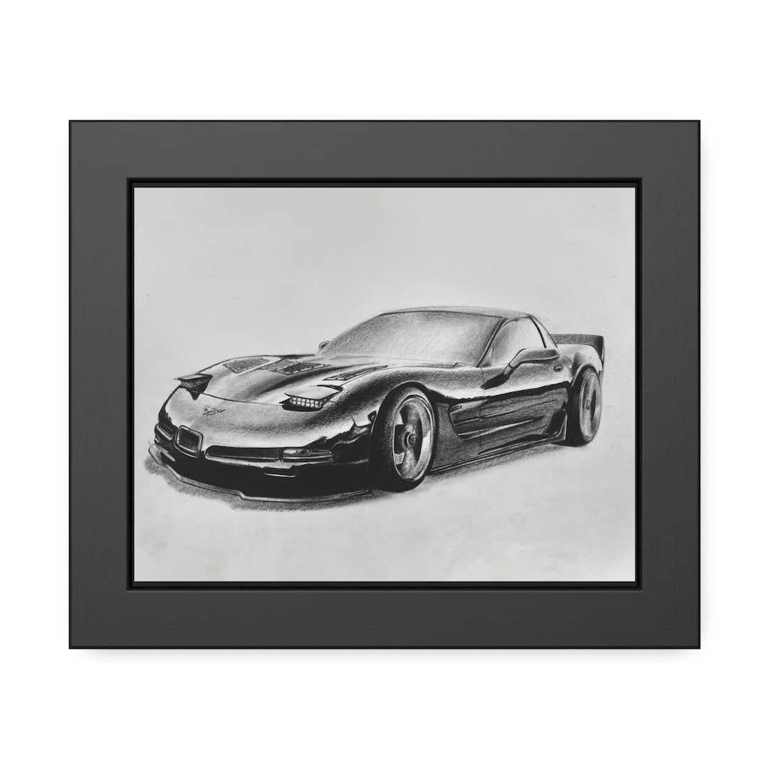 Corvette C5 Graphite Drawing Poster With Frame - Etsy UK