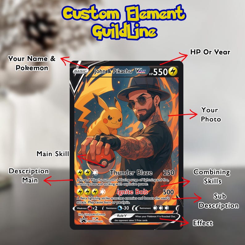Personalized Your Photo & Pokemon Card, Custom Your Photo Card, Custom ...