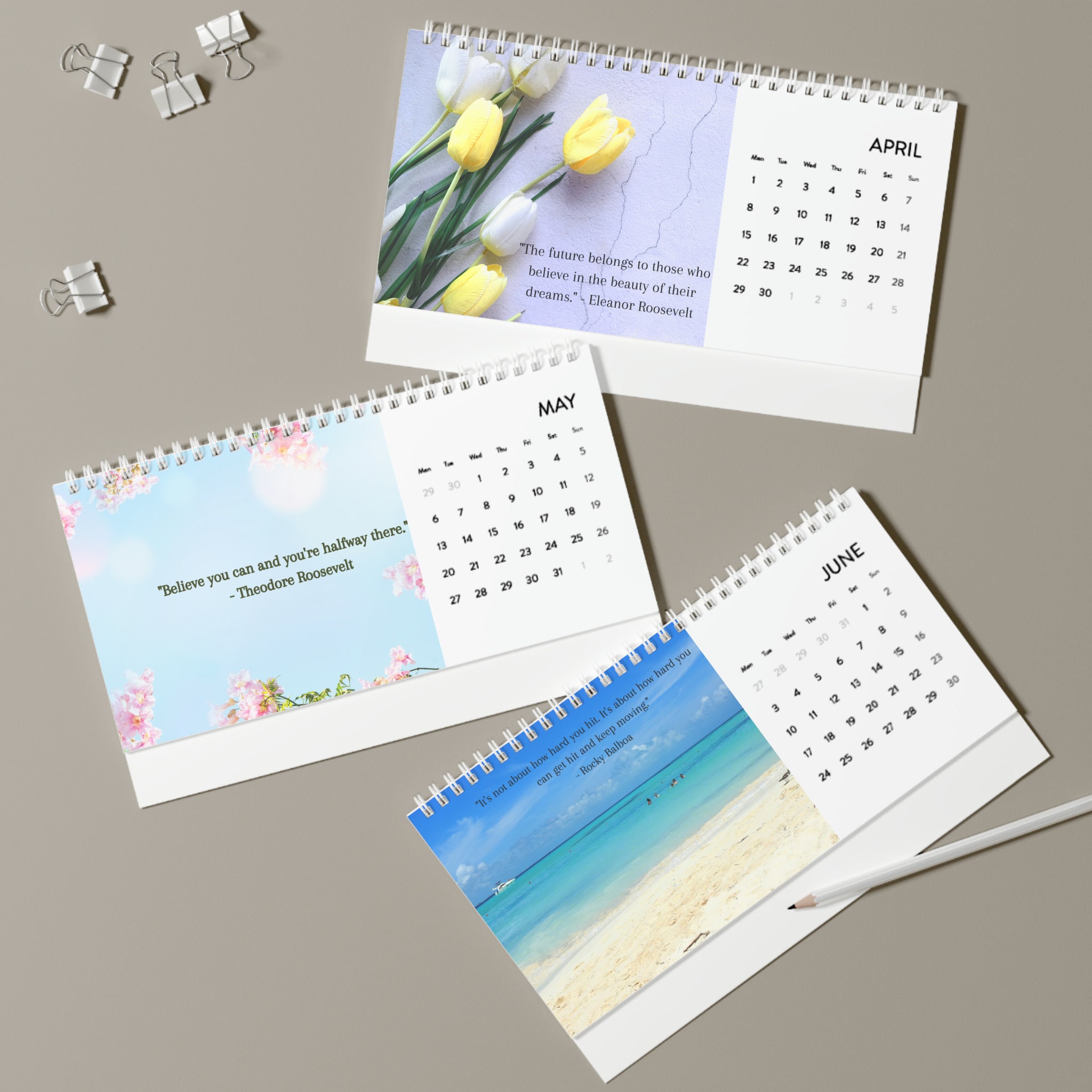 Desk Calendar Motivational Quotes 2024 - Etsy