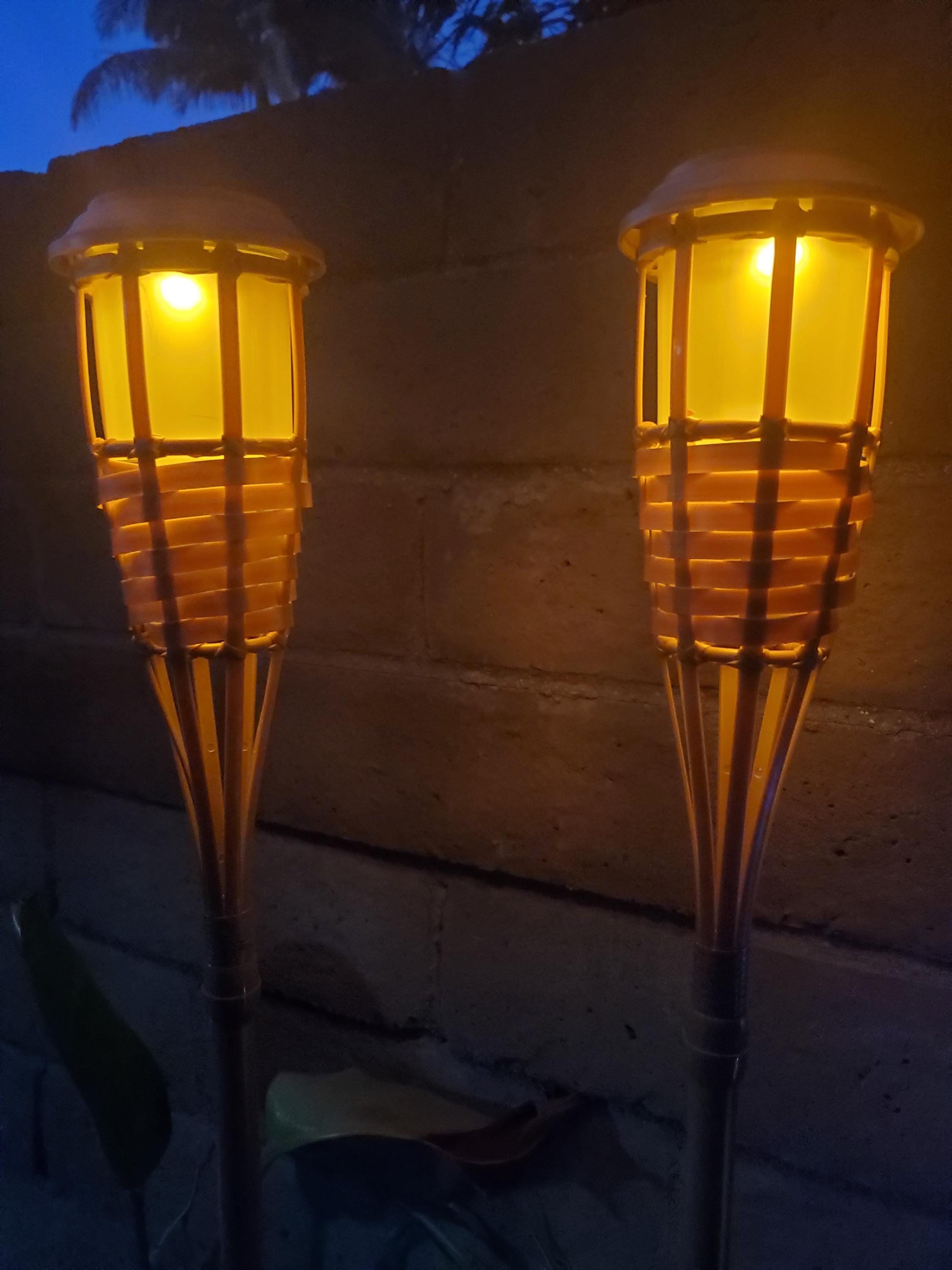 Solar Bamboo Tiki Torch Garden Decor, Beach Lighting for Pathway, LED ...