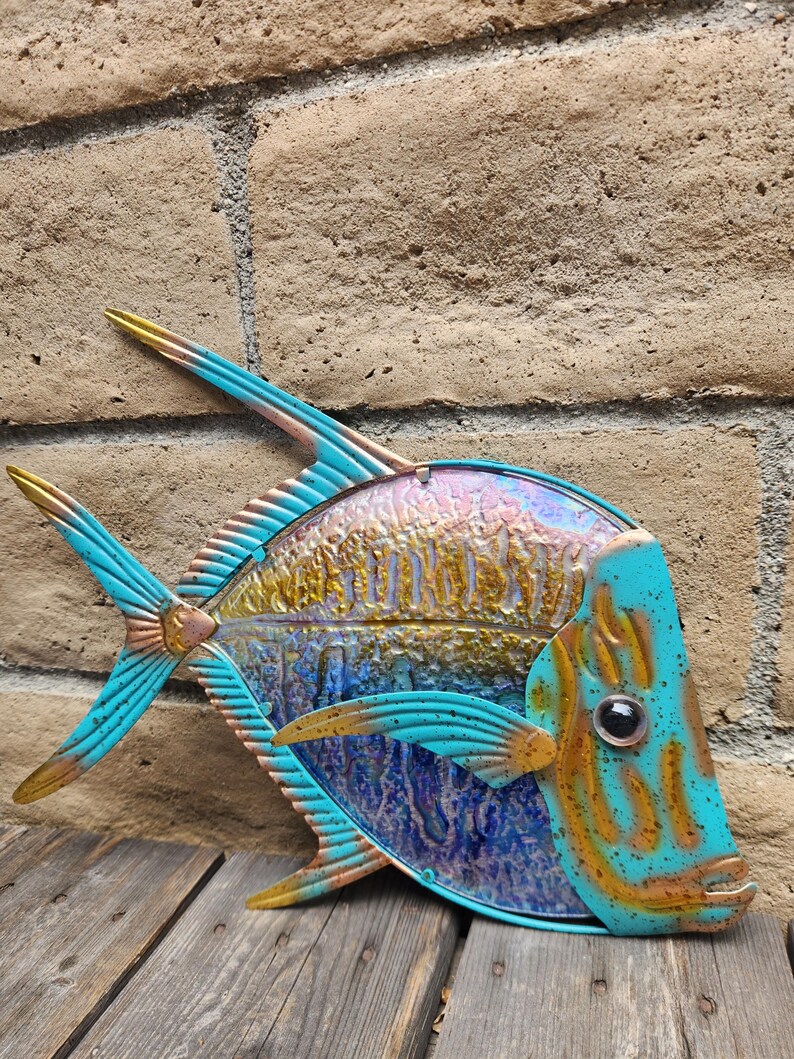 Parrot Fish Metal Wall Art, Beach Decor Sculpture, Marine Tropic Wall ...