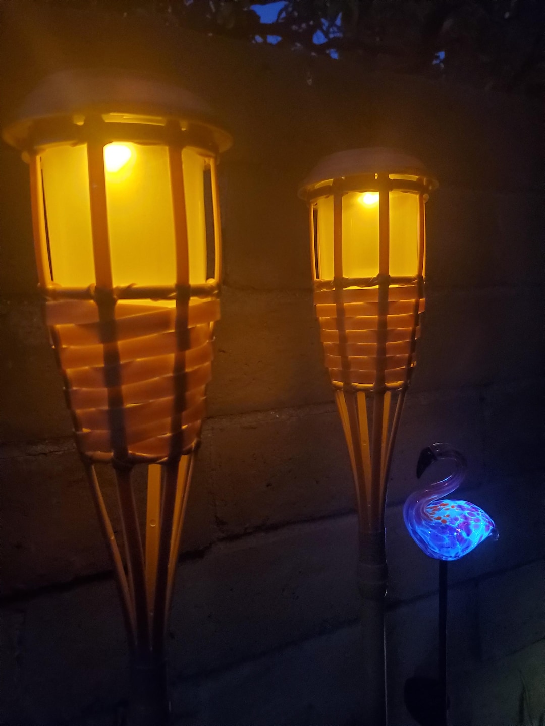 Solar Bamboo Tiki Torch Garden Decor, Beach Lighting for Pathway, LED ...