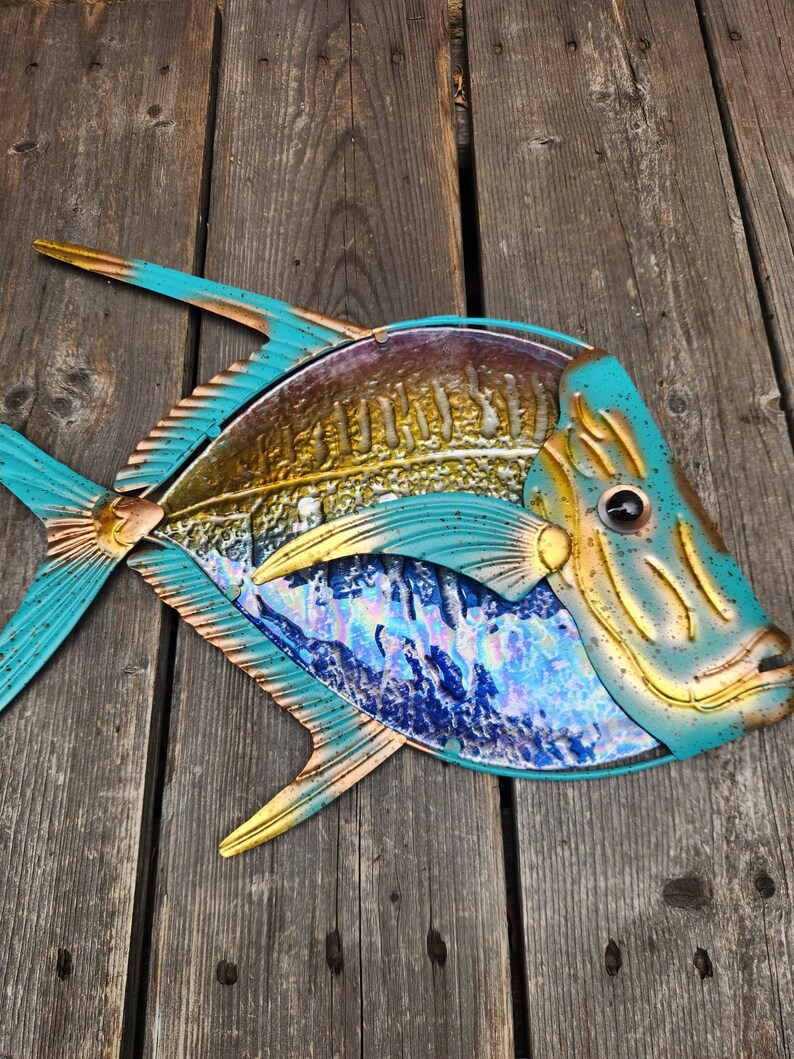 Parrot Fish Metal Wall Art, Beach Decor Sculpture, Marine Tropic Wall ...