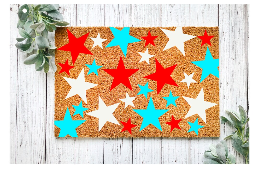 4th of July Coir Door Mat, Cute and Colorful Welcome Mat, Summer Decor ...