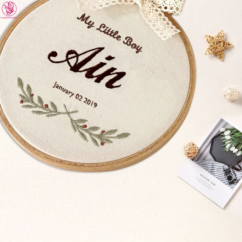 Custom Name Embroidery Hoop Ornament Personalized Wall Decor Hand ...