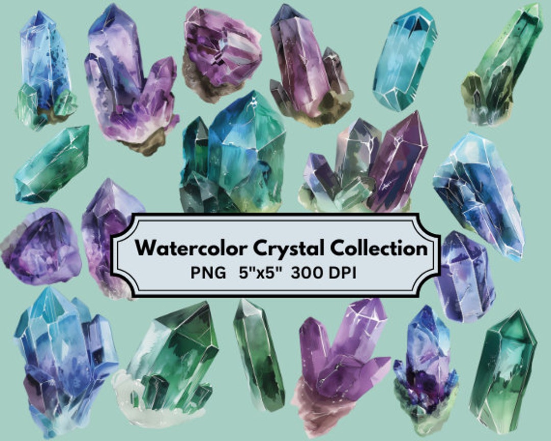 Watercolor Crystal Collection - Clipart - Crystal Clipart - 5"x5" - 300 ...
