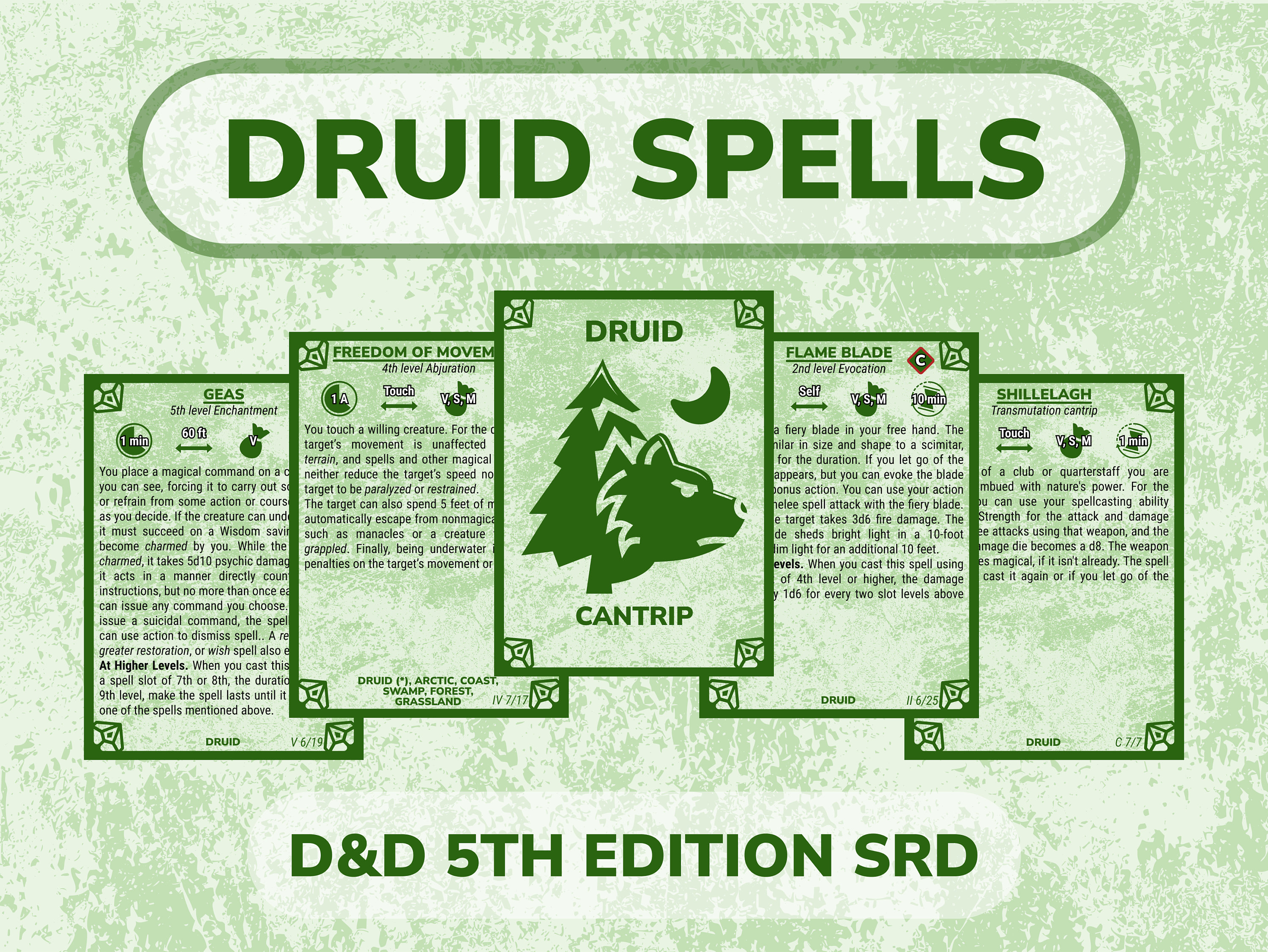 Druid Spell Cards for Dnd Dungeons and Dragons Game - Etsy