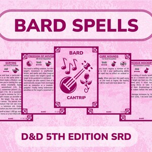 Bard Spell Cards for Dnd Dungeons and Dragons Game Accessories PDF for ...