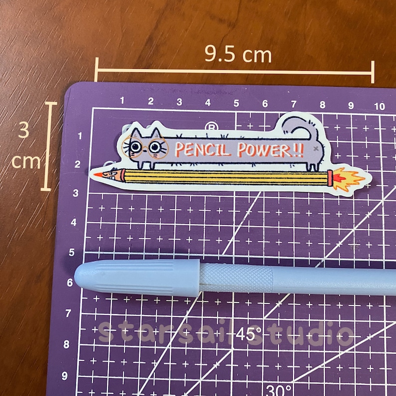 Learning Motivation Long Cat Stickers Pencil Power Cute Vinyl Stickers ...