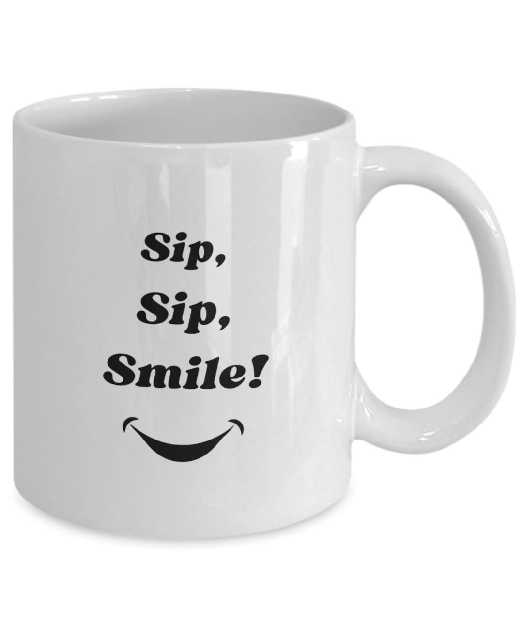 White 11 Oz Sip and Smile White Coffee Mug With Smiley Mouth. - Etsy