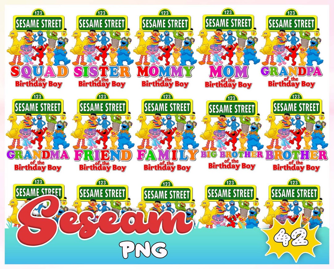 Family Birthday Sesame Street PNG Files, for BOY and GIRL, Family ...
