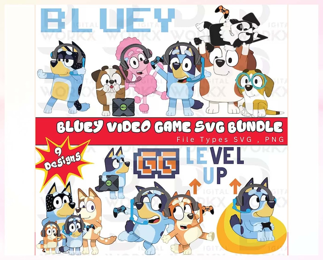 Blu-ey SVG Video Game Bundle, Blu-ey Game, Bluey SVG PNG, Bluey Gaming ...