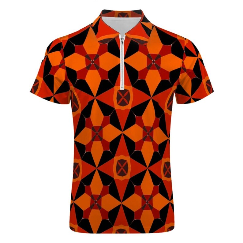 MCM Retro Polo Shirt - Atomic Design Groovy Slim Fit Zipper Polo Shirts ...