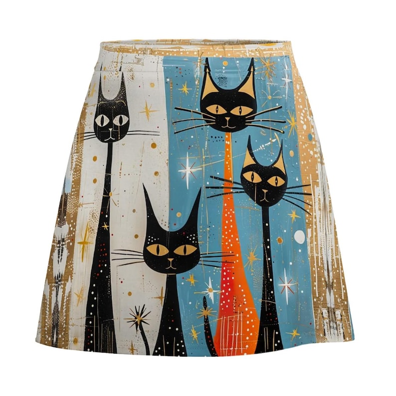 MID MOD MCM Retro Atomic Cats Hippie Mini Skirt - Etsy