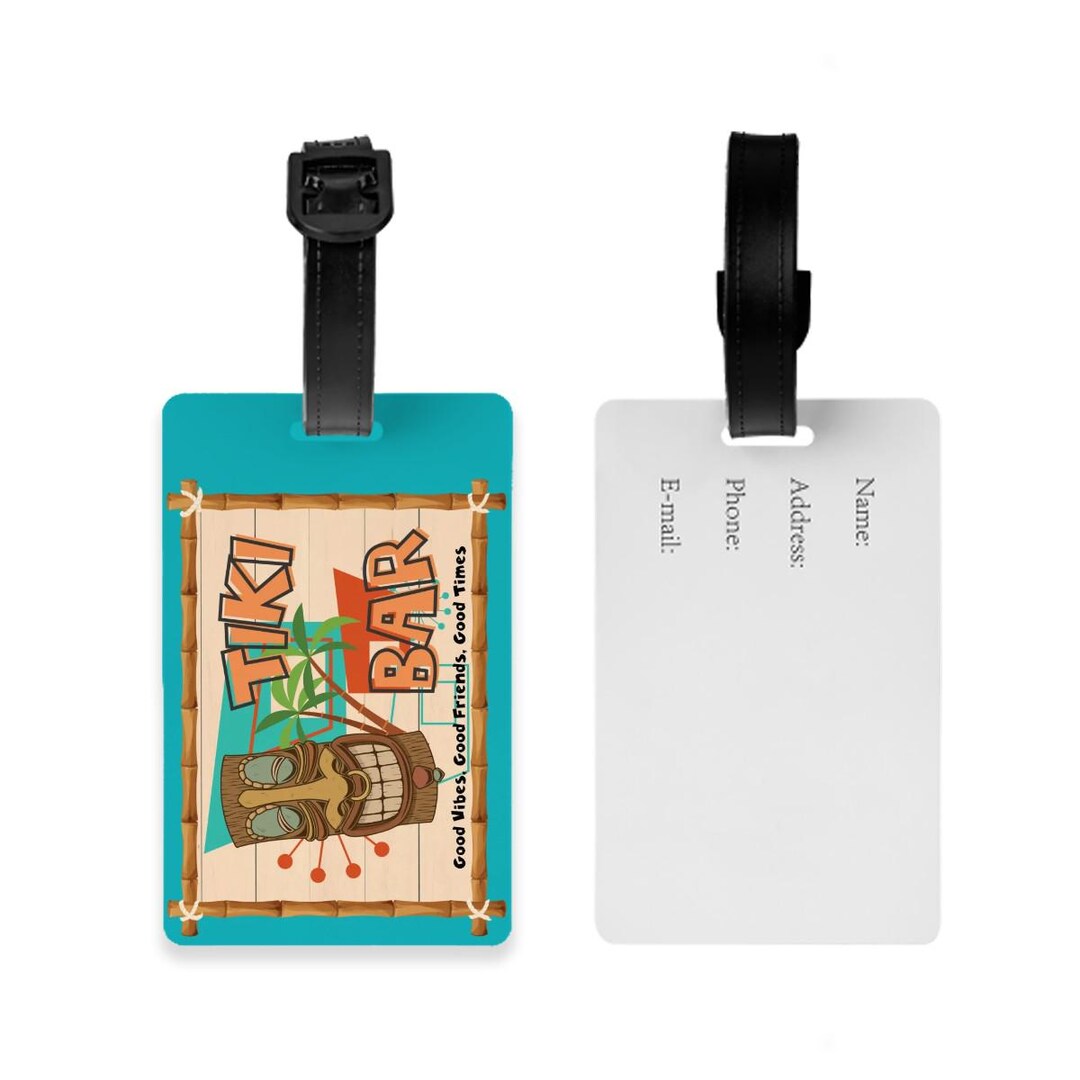 Retro MCM TIKI BAR Design Luggage Tag - Etsy