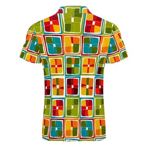 MCM Retro Polo Shirt- Atomic Groovy Design Slim Fit Zipper Polo Shirts ...