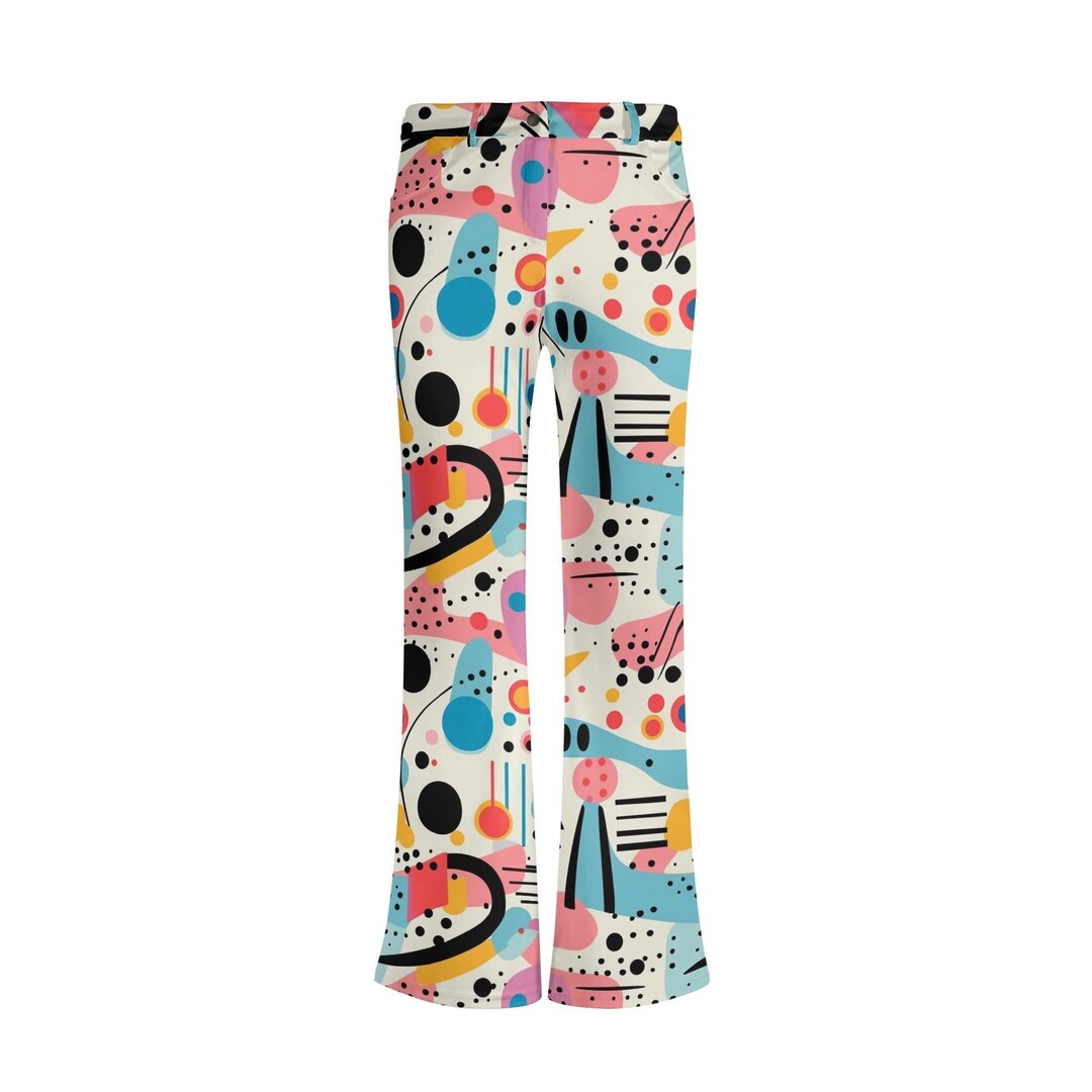 Bauhaus MCM Pants Groovy Abstract Pants- Mid Mod Flair Leg Jean Look ...