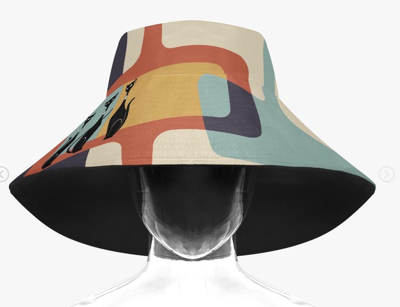 MCM Wide Brim Atomic Bucket Hat- Atomic Cat Retro Hat - Etsy
