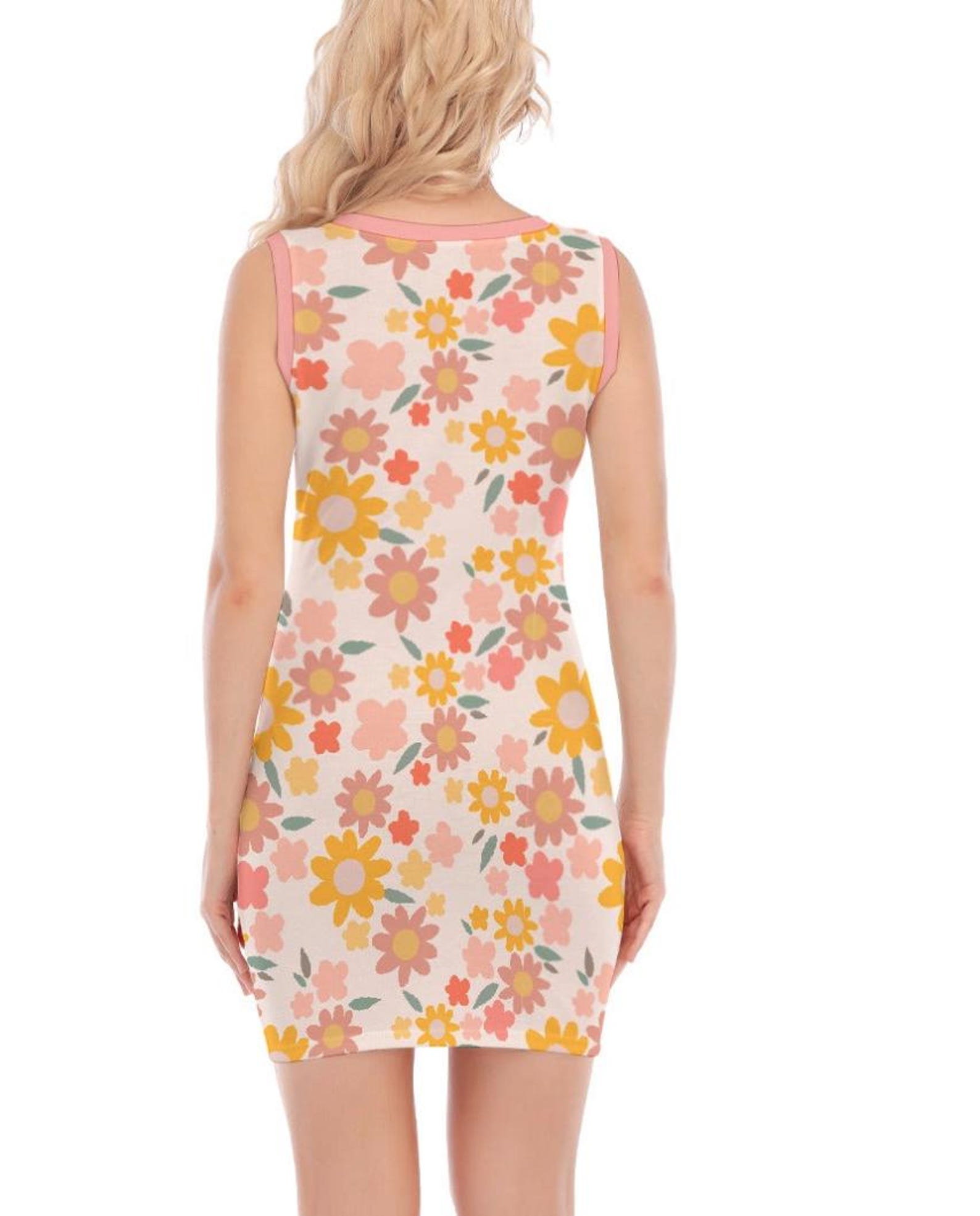 Retro Hippie Go-go Dress flower Mini Dress, MCM Tank Dress - Etsy