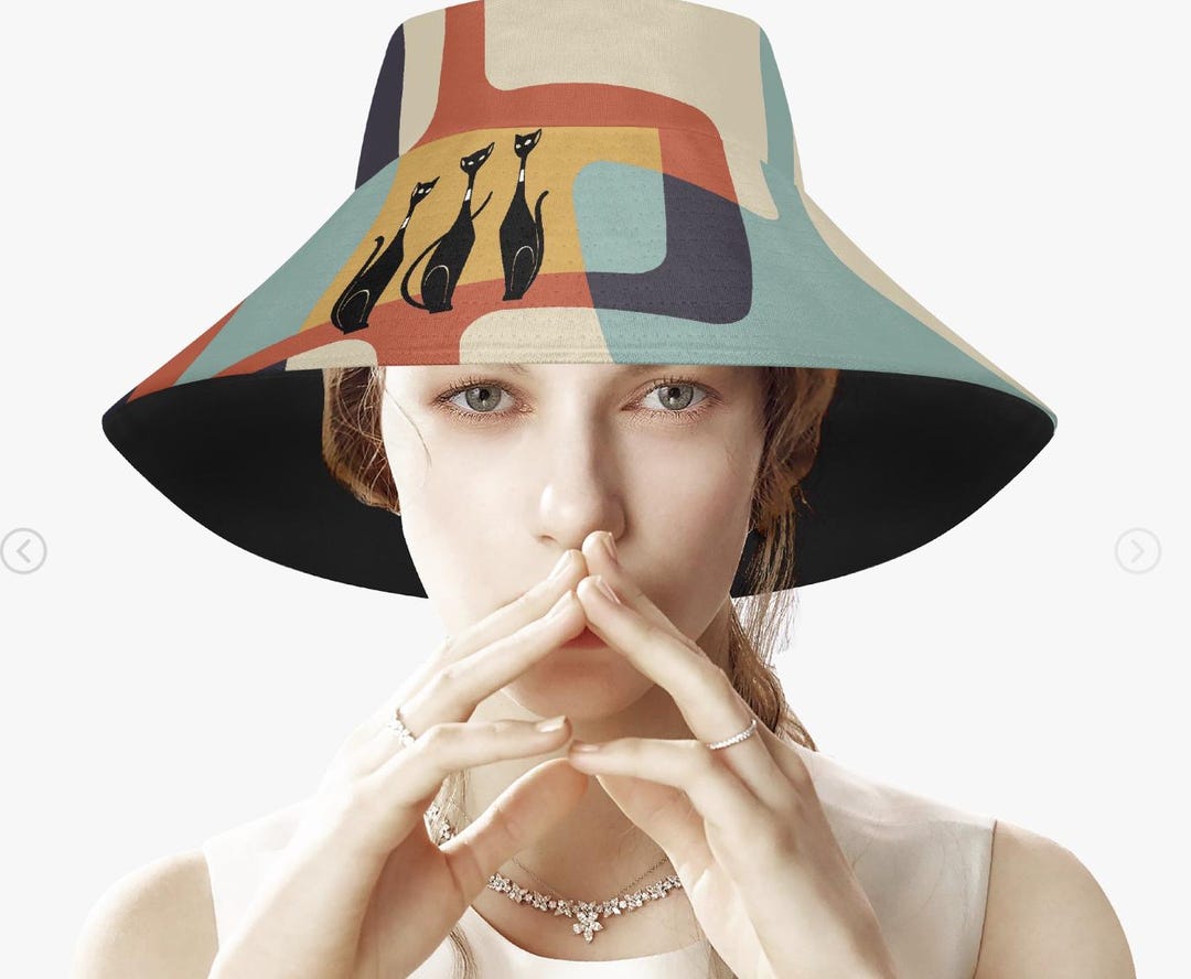 MCM Wide Brim Atomic Bucket Hat Atomic Cat Retro Hat - Etsy