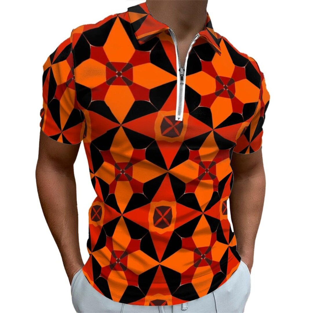 MCM Retro Polo Shirt - Atomic Design Groovy Slim Fit Zipper Polo Shirts ...