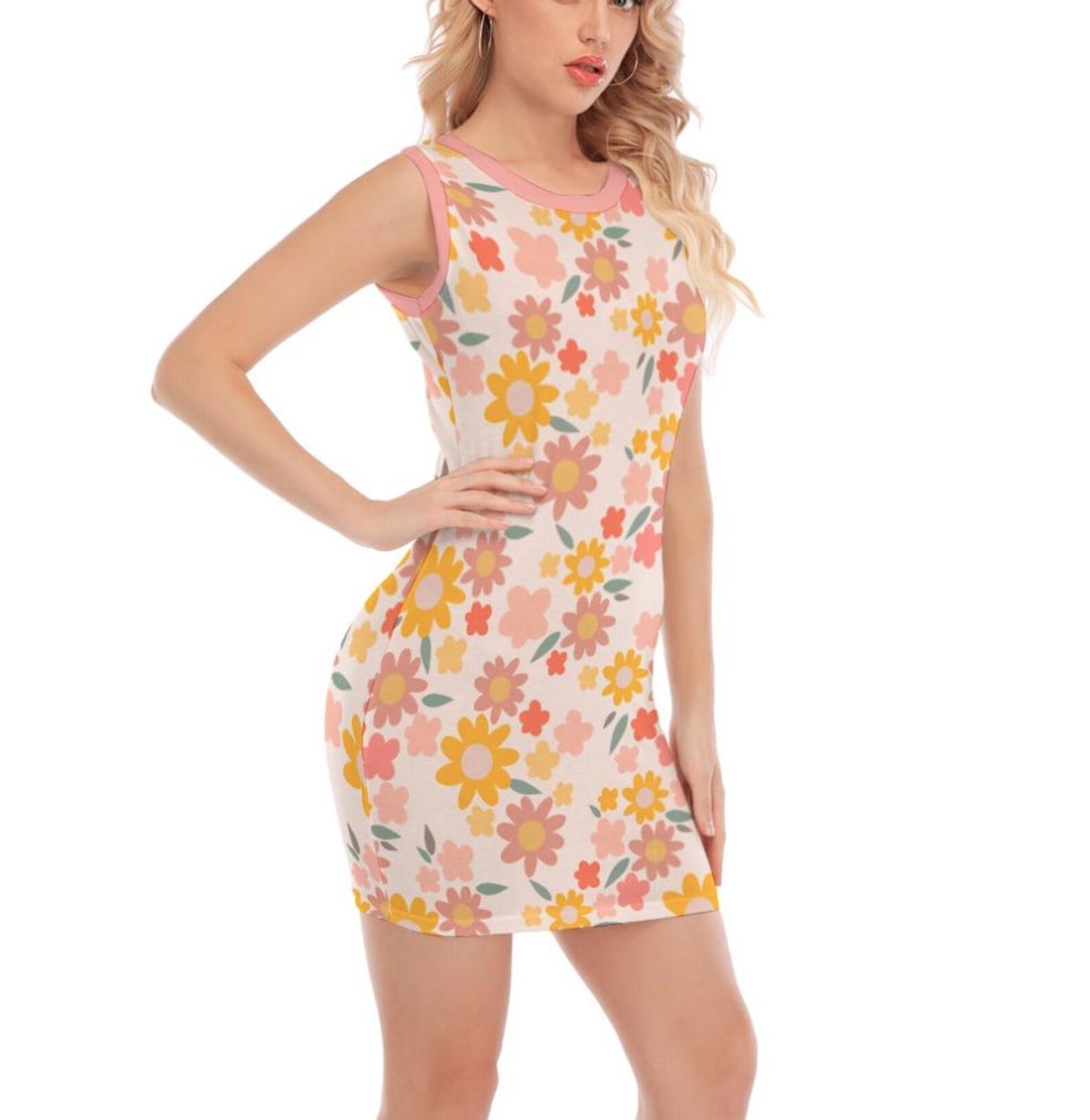 Retro Hippie Go-go Dress flower Mini Dress, MCM Tank Dress - Etsy
