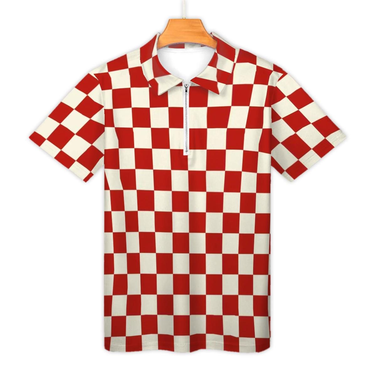 MCM Retro Polo Shirt- Atomic Groovy Design Slim Fit Zipper Polo Shirts ...